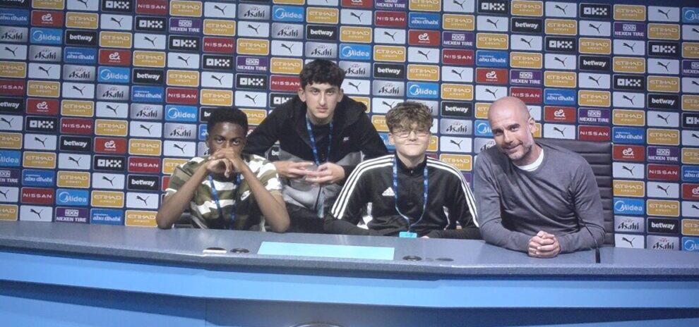 Our Year 10 students meet Pep Guardiola at the Etihad stadium! - Holy ...